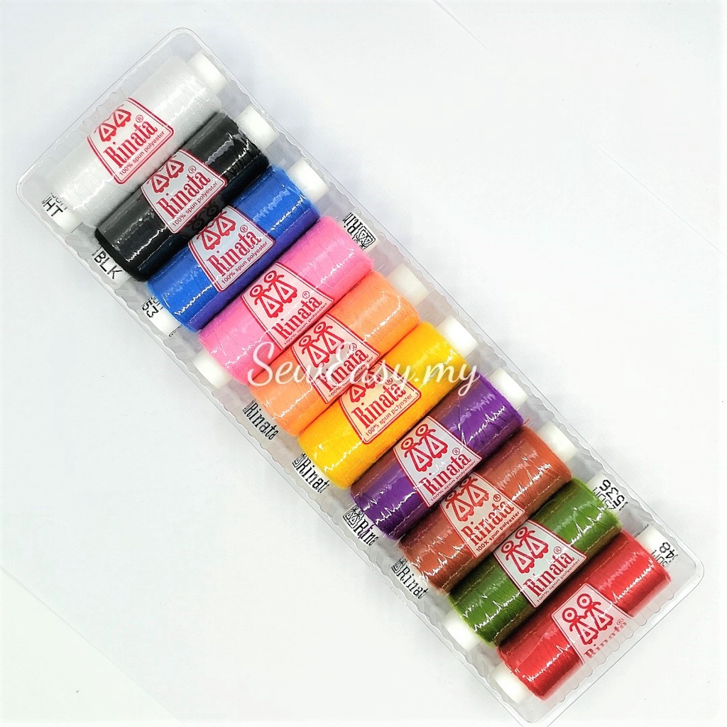 10pcs Rinata 250Meter Benang Jahit Biasa Spun Polyester Thread | Shopee ...