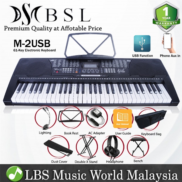 BSL M-2USB 61 Key Self Learning USB Electronic Music Piano Keyboard ...