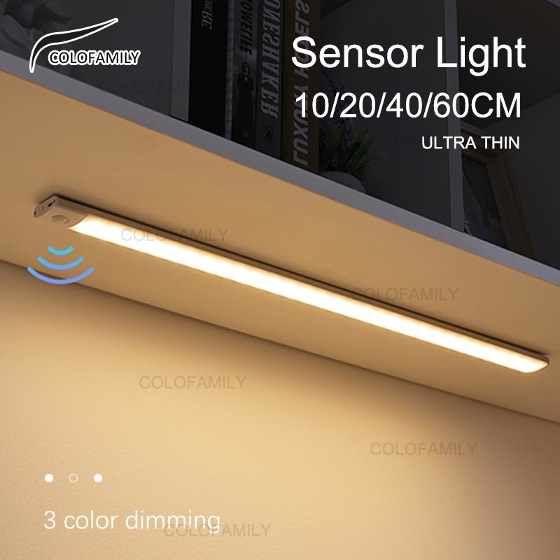 3 Color Motion Sensor Led Light Usb Rechargeable Lighting Kitchen ...
