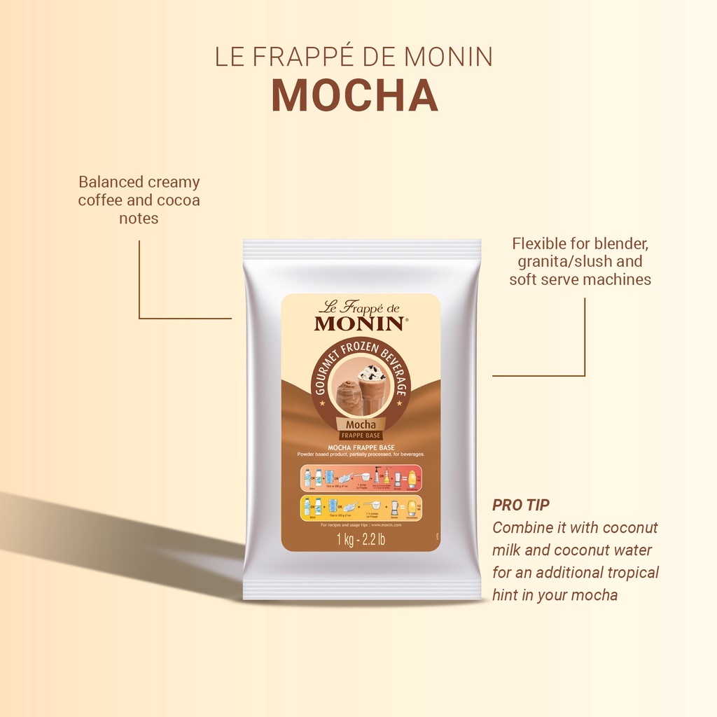 Monin Frappe Mocha Base Premium Powder 1KG Halal Ice Blended Powder ...