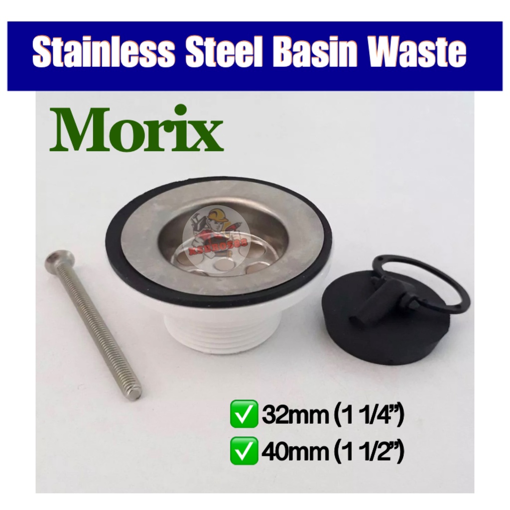 MORIX STAINLESS STEEL BASIN WASTE 32MM (1-1/4") & 40MM (1-1/2") | Shopee Malaysia