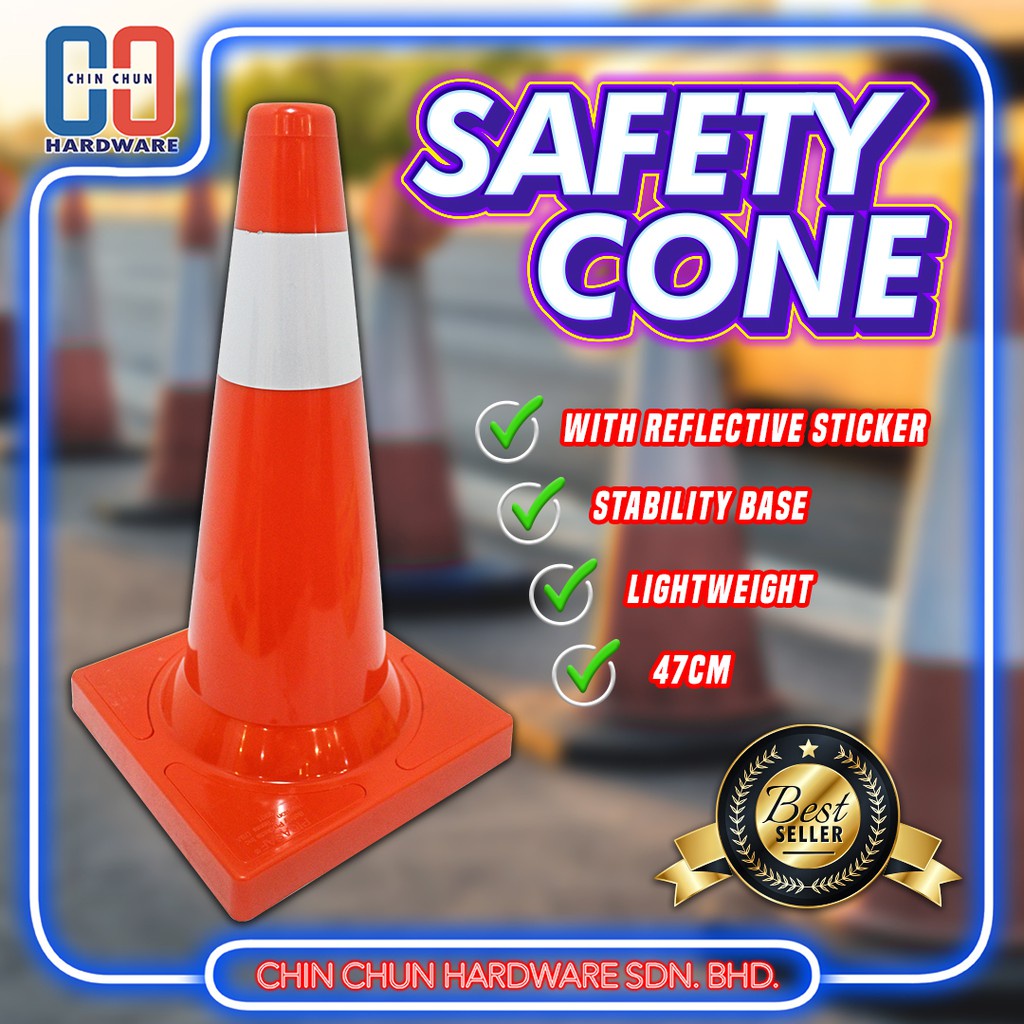18" PORTABLE REFLECTIVE LIGHWEIGHT SAFETY CONE TRAFFIC PARKING ROAD ...