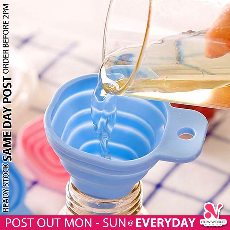 𝗥𝗘𝗧𝗥𝗔𝗖𝗧𝗔𝗕𝗟𝗘 》 Silicone Folding Funnel Rubber Hopper Oil Liquid ...