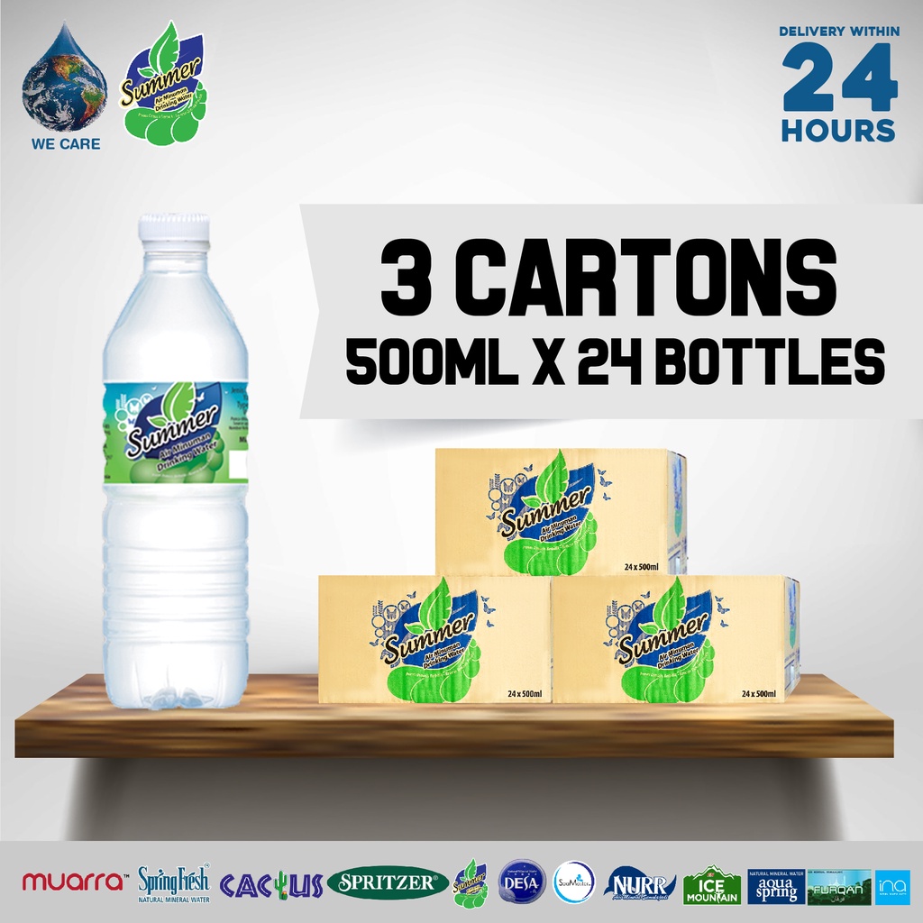 SUMMER Drinking Water (500ml x 24 Bottles x 3 Cartons) | Shopee Malaysia