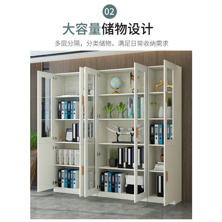 Solid Bookshelf Wood Office Combination Filing Cabinet With Lock Glass ...