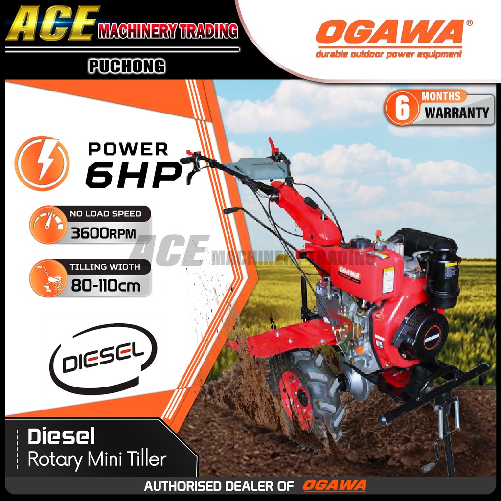 [ 100% Original ]OGAWA Diesel Engine Tiller OMT-1100/W/ 6HP Heavy Duty ...