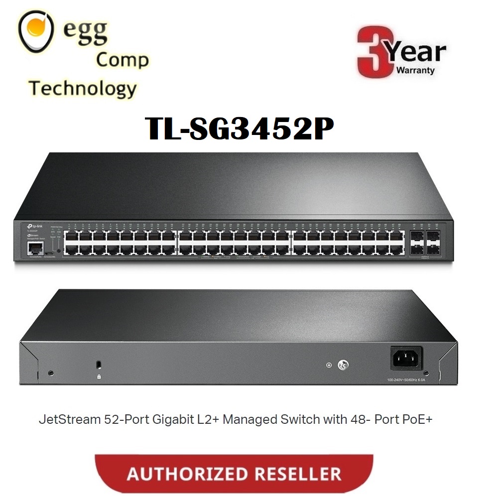 TP-LINK TL-SG3452P JETSTREAM 52-PORT GIGABIT L2+ MANAGED SWITCH WITH 48 ...