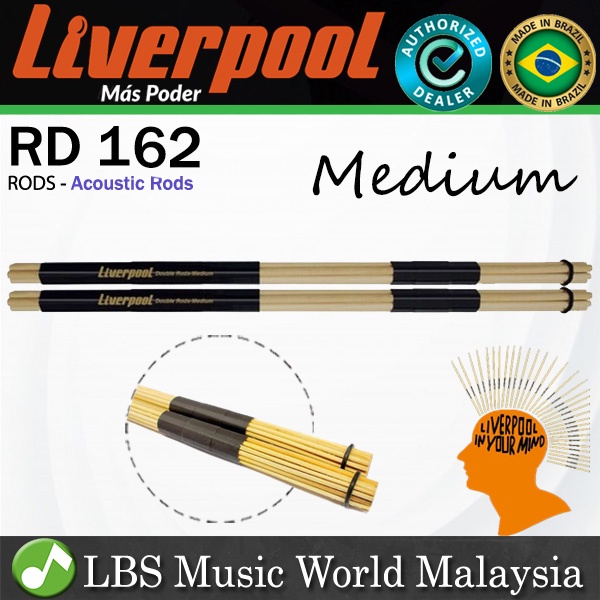 Liverpool Drumstick RD 162 Double Acoustic Rods Medium Bambu Drum Stick ...