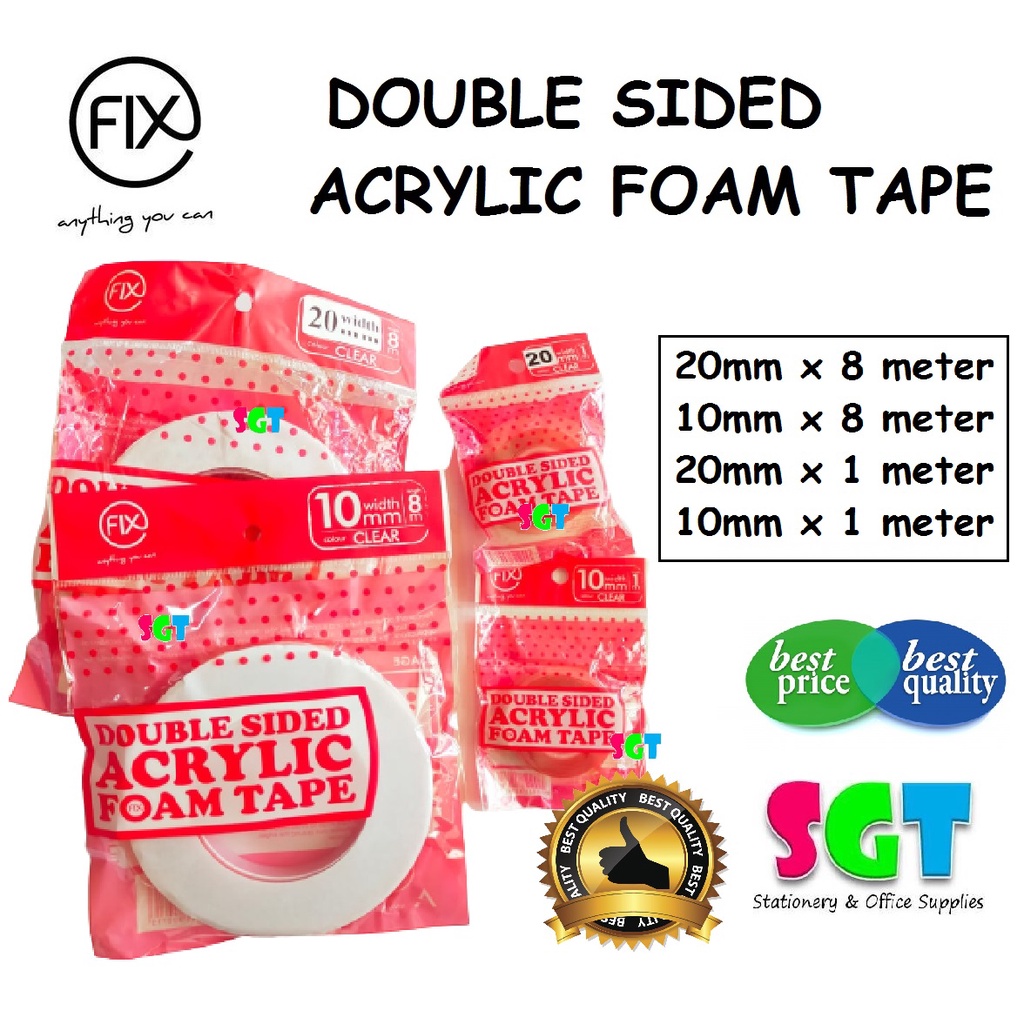 FIX Double Sided Acrylic Foam Tape ( 20mm / 10mm ) - 1 PC ONLY | Shopee ...