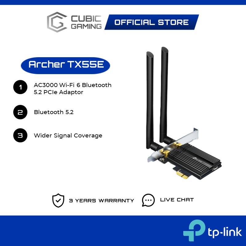 TP-Link Archer TX50E / TX55E AX3000 Wifi 6 Bluetooth 5.2 PCIe Adapter ...
