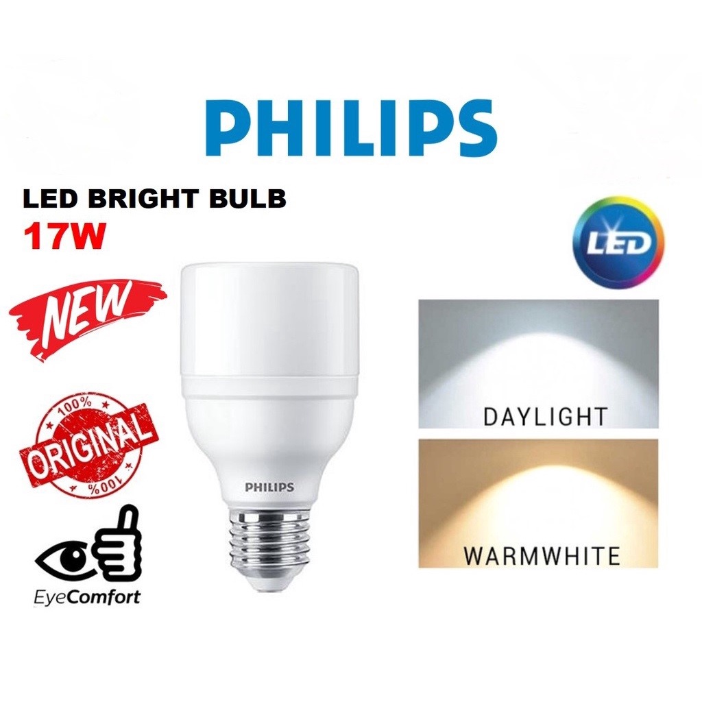 Philips LED Bright 13W/15W/17W E27 Bulb (Cool Daylight 6500K / Warm White 3000K) | Shopee Malaysia