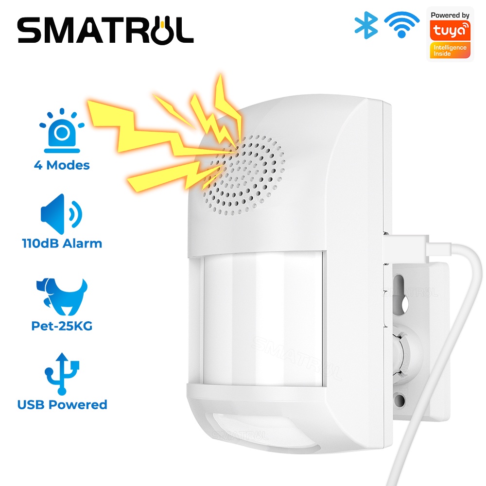 SMATRUL Tuya Smart WiFi PIR Motion Sensor Usb Home Burglar System ...