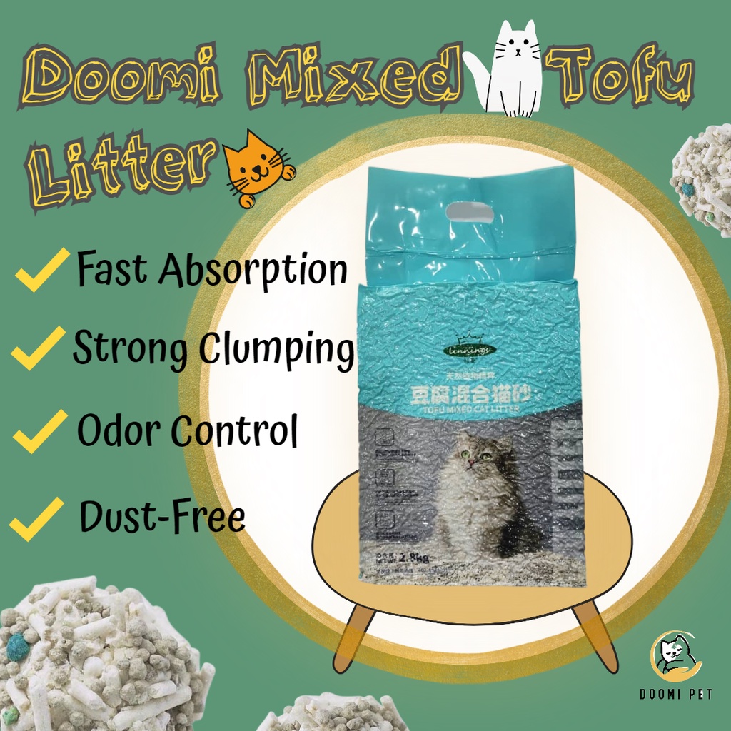 [ Ready Stock ] 2.8 kg/bag Doomi Super Clumping Cat Litter Mixed Tofu ...