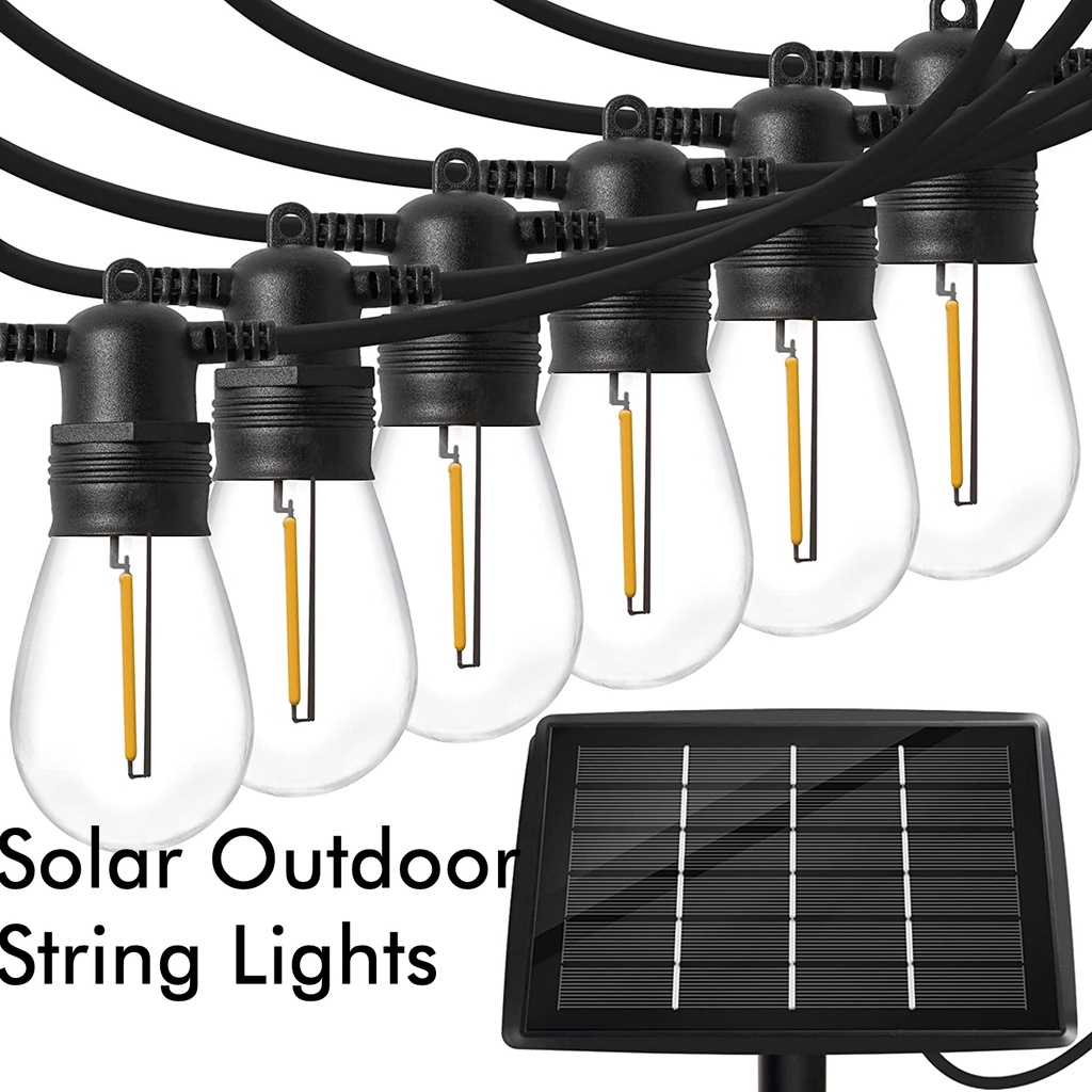 Solar Lights Outdoor String Lights 7m 10 Lights Vintage Edison 2 Watt ...