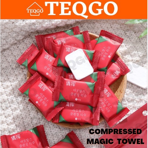TEQGO (1PCS) Compressed Towel Disposable Candy Cotton Tower Square ...