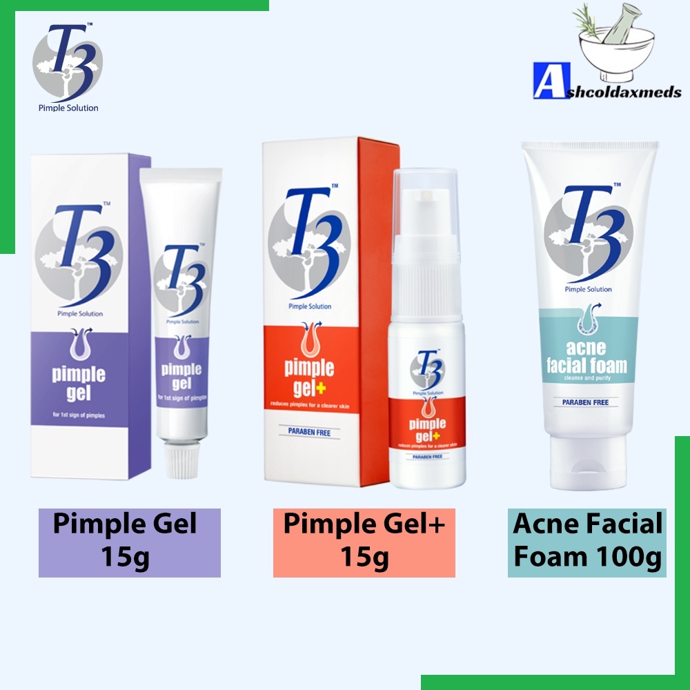 T3 Pimple Gel 15g/Pimple Gel+ 15g/Acne Facial Foam 100g/Acne Care ...