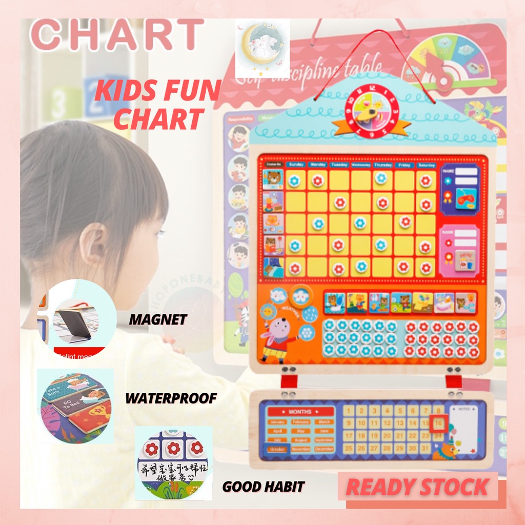 Kids Self-discipline and Responsibility Chart Board Wooden Routine ...