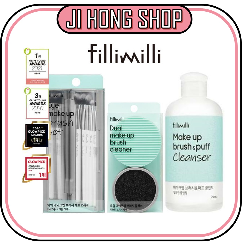 [ Fillimilli ] EYE MAKE UP BRUSH SET / Dual Makeup Brush Cleaner / Make ...