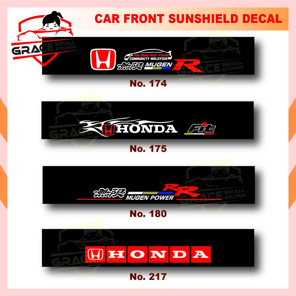 Honda Front Windscreen Windshield Window Sticker Honda Fit 1.5 Mugen ...