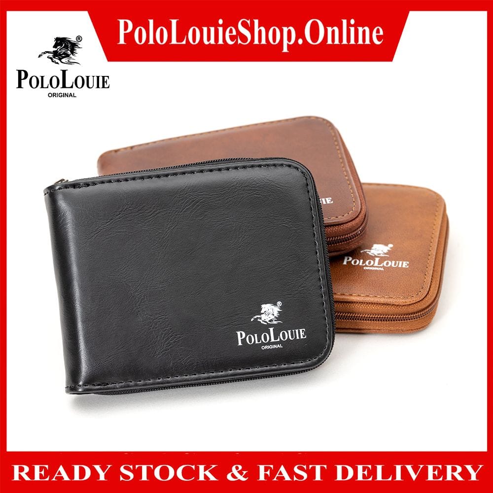 Original Polo Louie Men's PU Leather Fashion Wallet Full Zipper Bifold ...