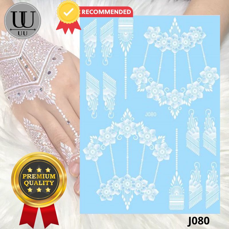 Sticker Henn Inai Putih Waterproof PREMIUM Henna Instant White Sticker ...