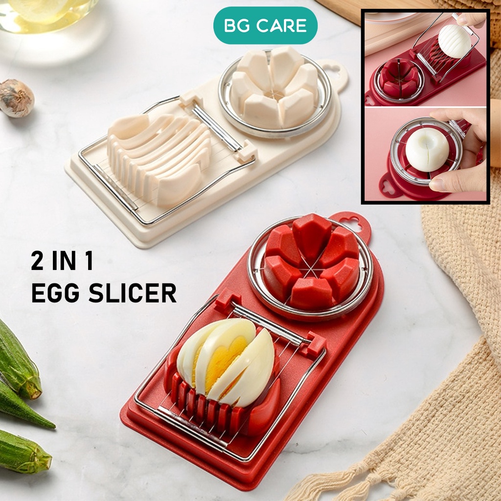 2in1 Egg Slicer Dual Cut Design Cutter Multifunctional Stainless Steel ...