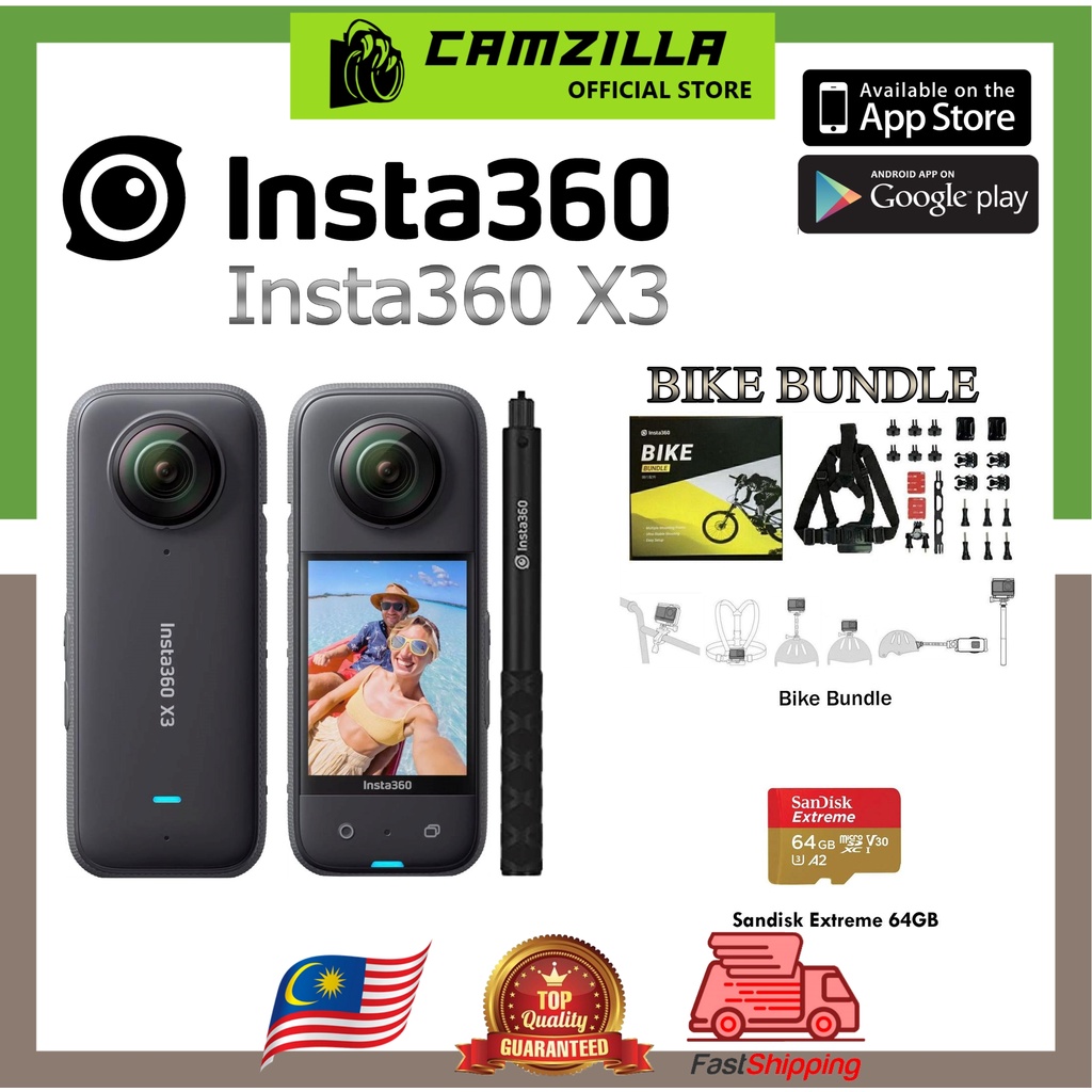 (READY STOCK) - Insta360 ONE X3 5.7K Video 72MP Photo 360 Panoramic ...