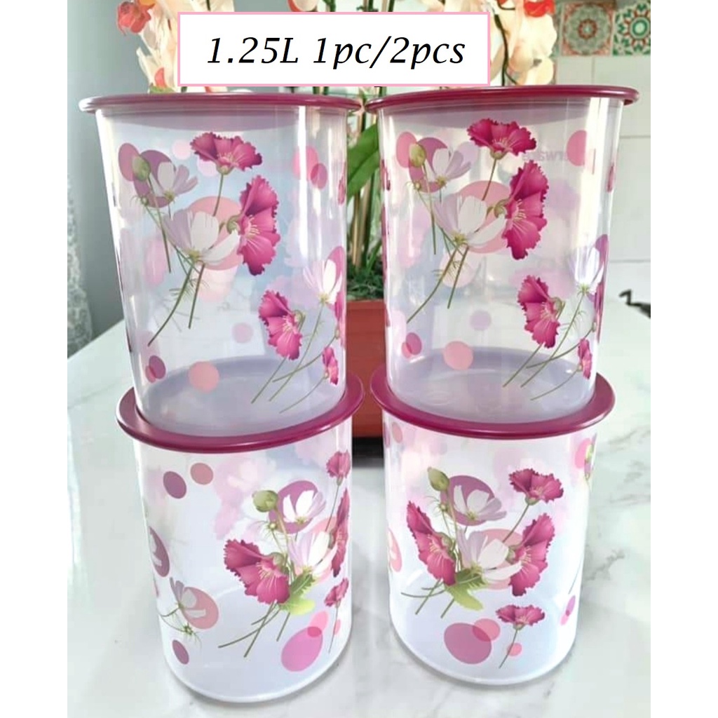 *1.25L Royale Blooms 1pc/2pcs*Tupperware Golden/Royale Bloom One Touch OT Air Tight Canister ...