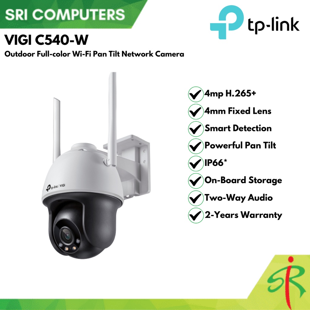 TP-LINK VIGI C540-W 4MP Outdoor Full-Color Wi-Fi Pan Tilt Network ...
