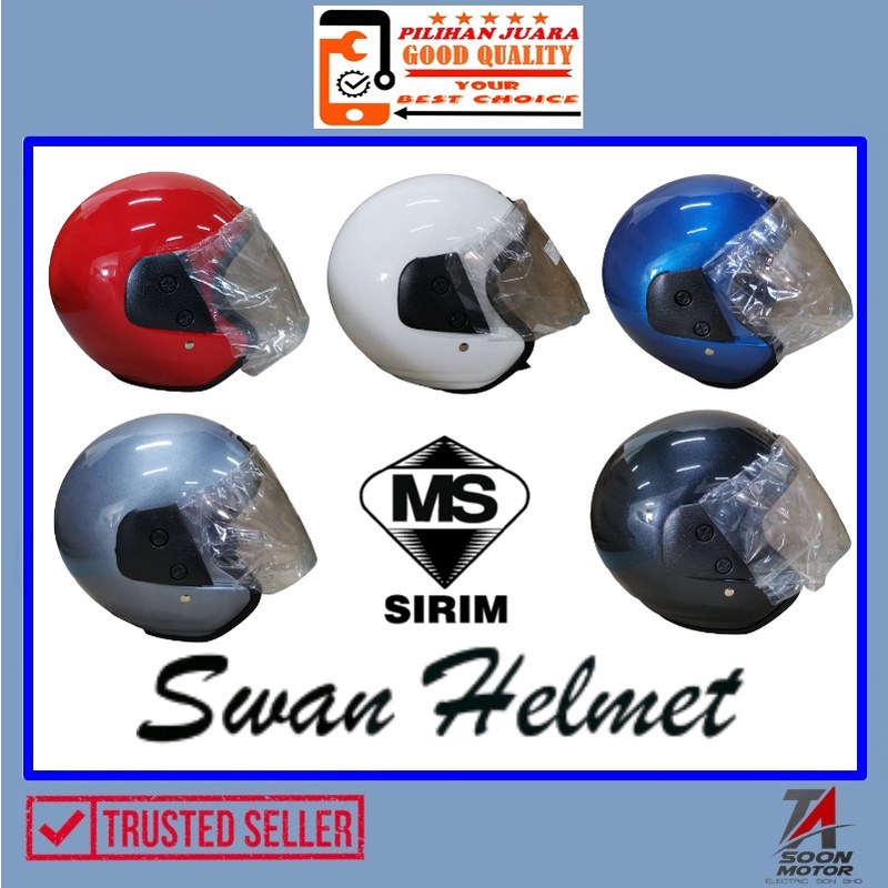SWAN S2 HELMET WITH VISOR / TOPI KALEDAR SWAN / OPEN FACE MOTORCYCLE ...