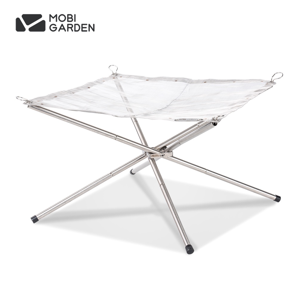 MOBI GARDEN Campfire Stand Wood Stove Folding Fire Rack Stainless Steel ...