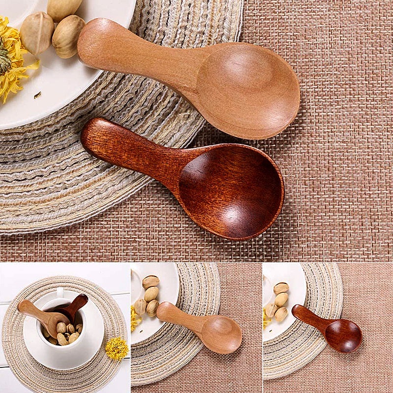 Sudu Kayu Rempah Small Wood Condiment Handle Scoop Handheld Spices Salt ...