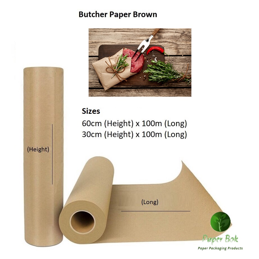 Brown Butcher Paper Roll Uncoated (60cm x 100meter & 30cm x 100 Meter ...