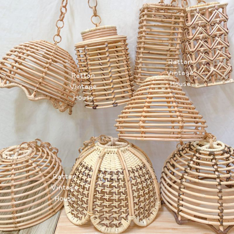 (Rattanvintage)🔥 Natural Handmade Rattan Hanging Lamp | Rattan Lampshade | Lampu Hiasan | Rotan ...