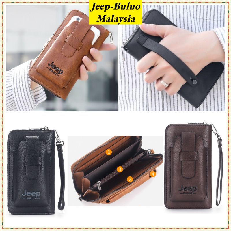 JEE BULUO Men Wallet Man Clutch Bag Leather Waterproof Beg Tangan ...