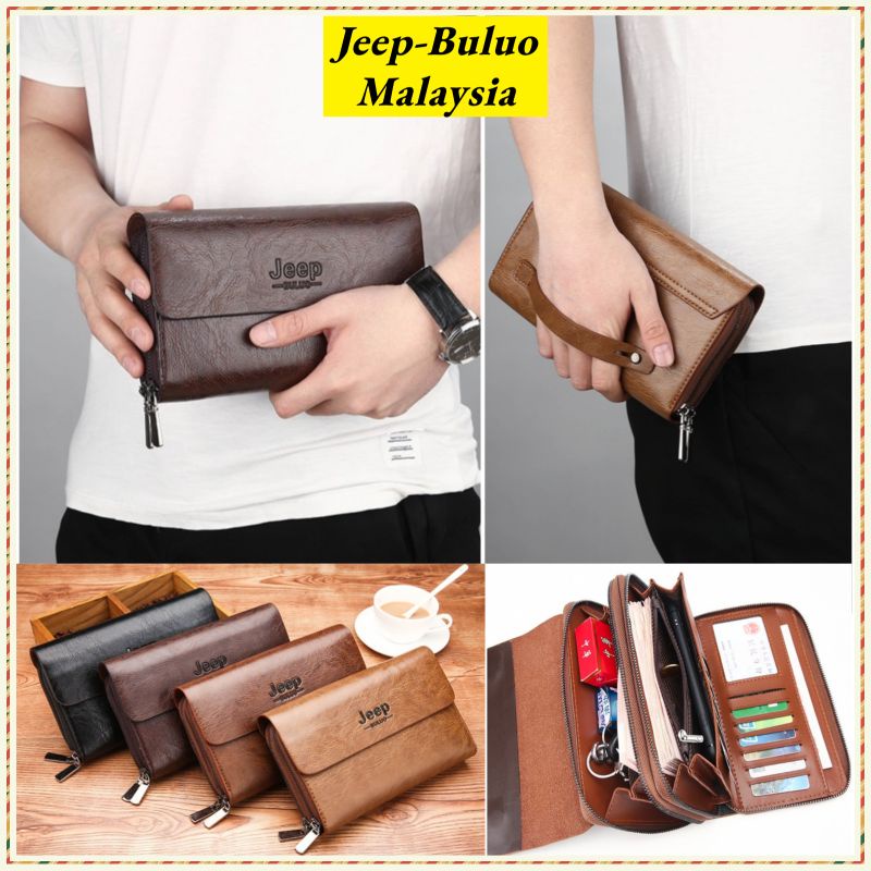 JEE BULUO Men Wallet Man Clutch Bag Waterproof Leather Beg Tangan ...