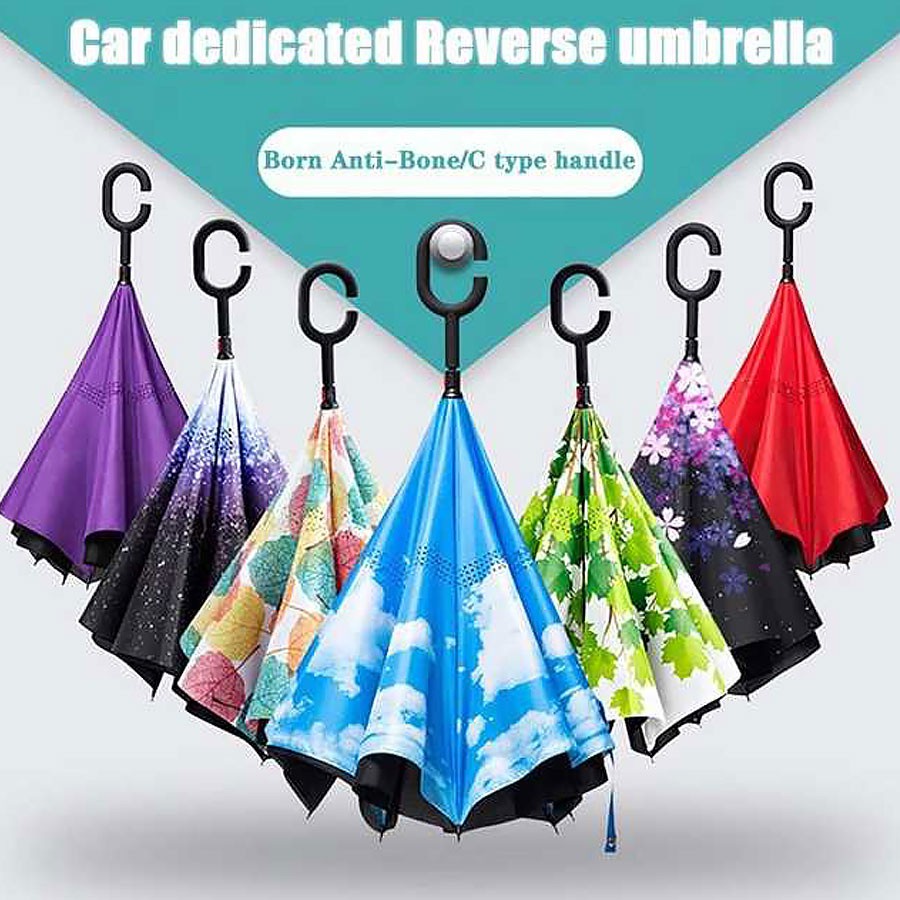 Large Umbrella UV Reversible Inverted Folding Travel Double Layer ...