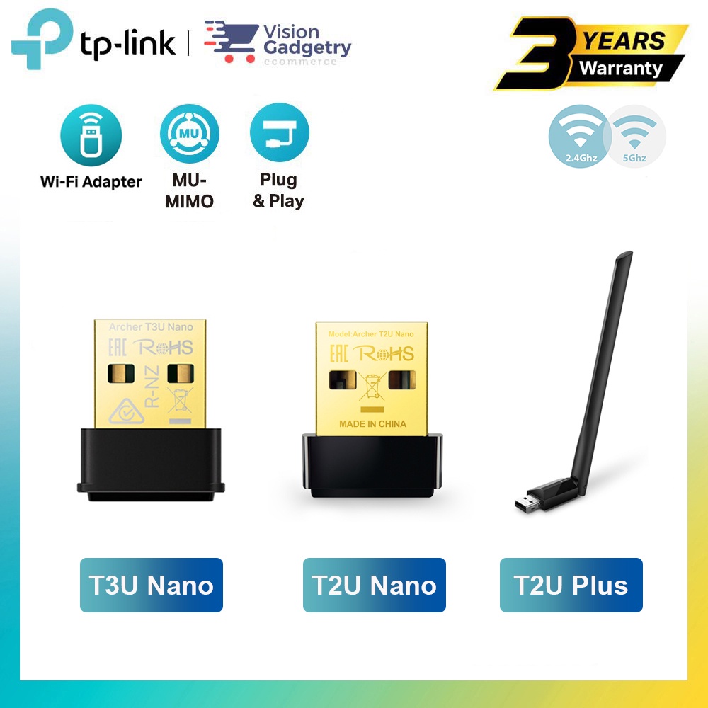 TP-Link Archer T2U T3U Nano Plus Mini AC1300 AC600 High Gain Wireless ...