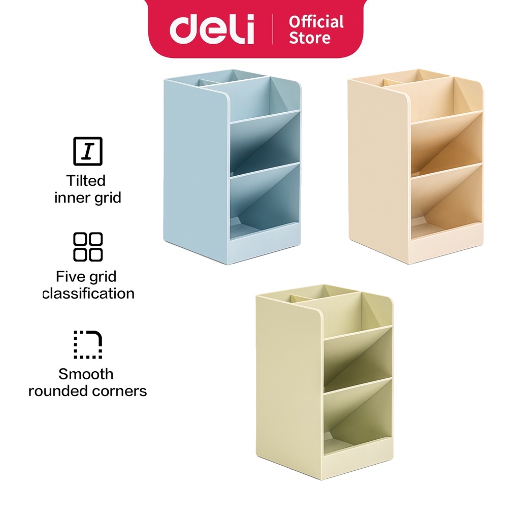 Deli Pen Holder 8941 YYDL Series Desk Organizer 86*91*152mm Blue Pens ...