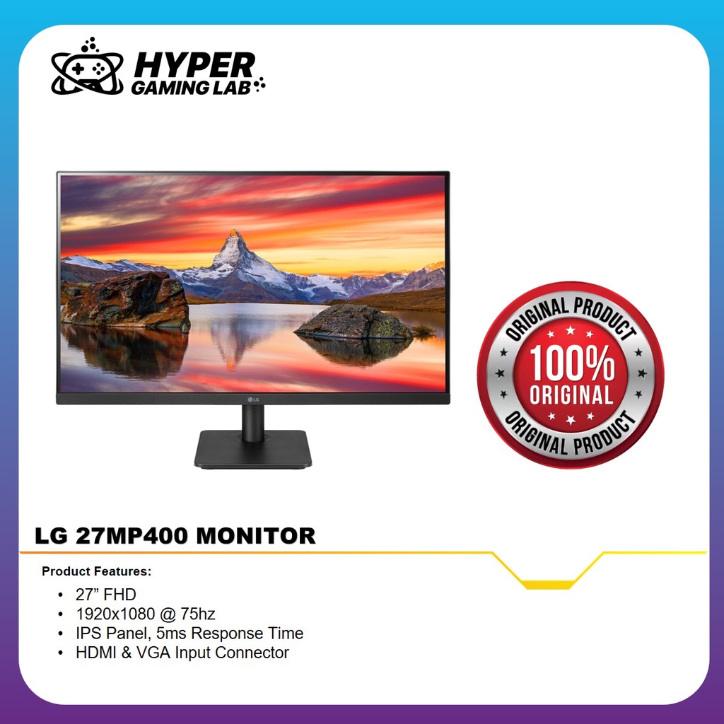 LG 27" 27MP400 AMD FreeSync IPS FHD 75Hz Virtually Borderless Monitor ...