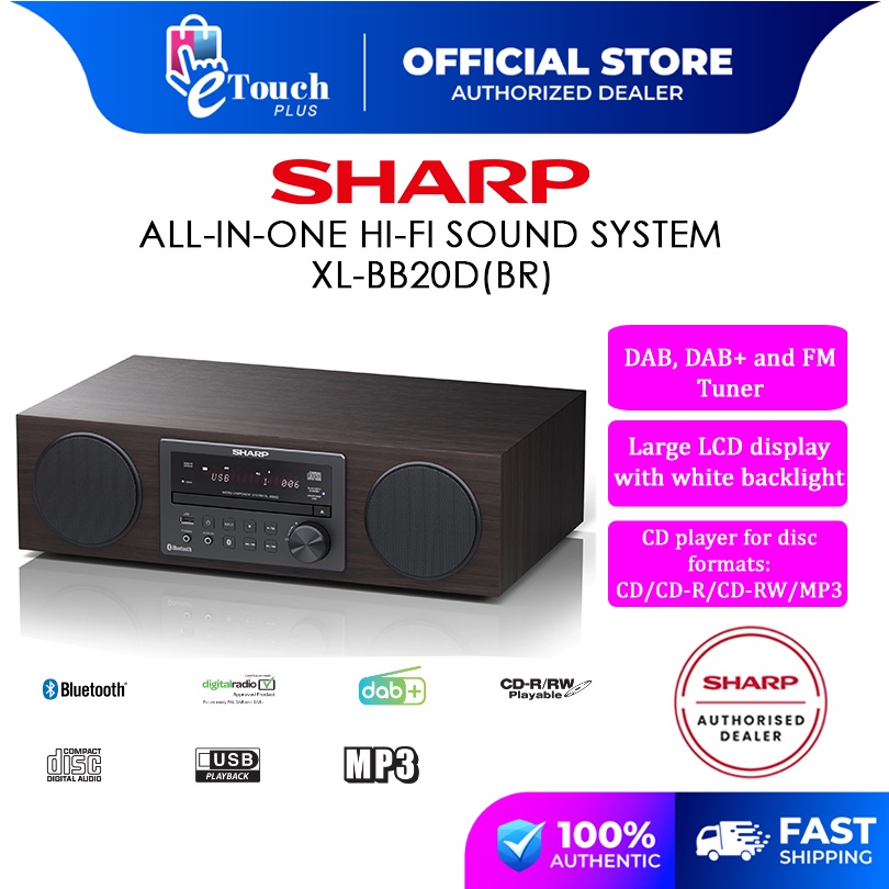 SHARP XL-BB20D(BR) ALL-IN-ONE HI-FI SOUND SYSTEM RADIO ,CD PLAYER ...