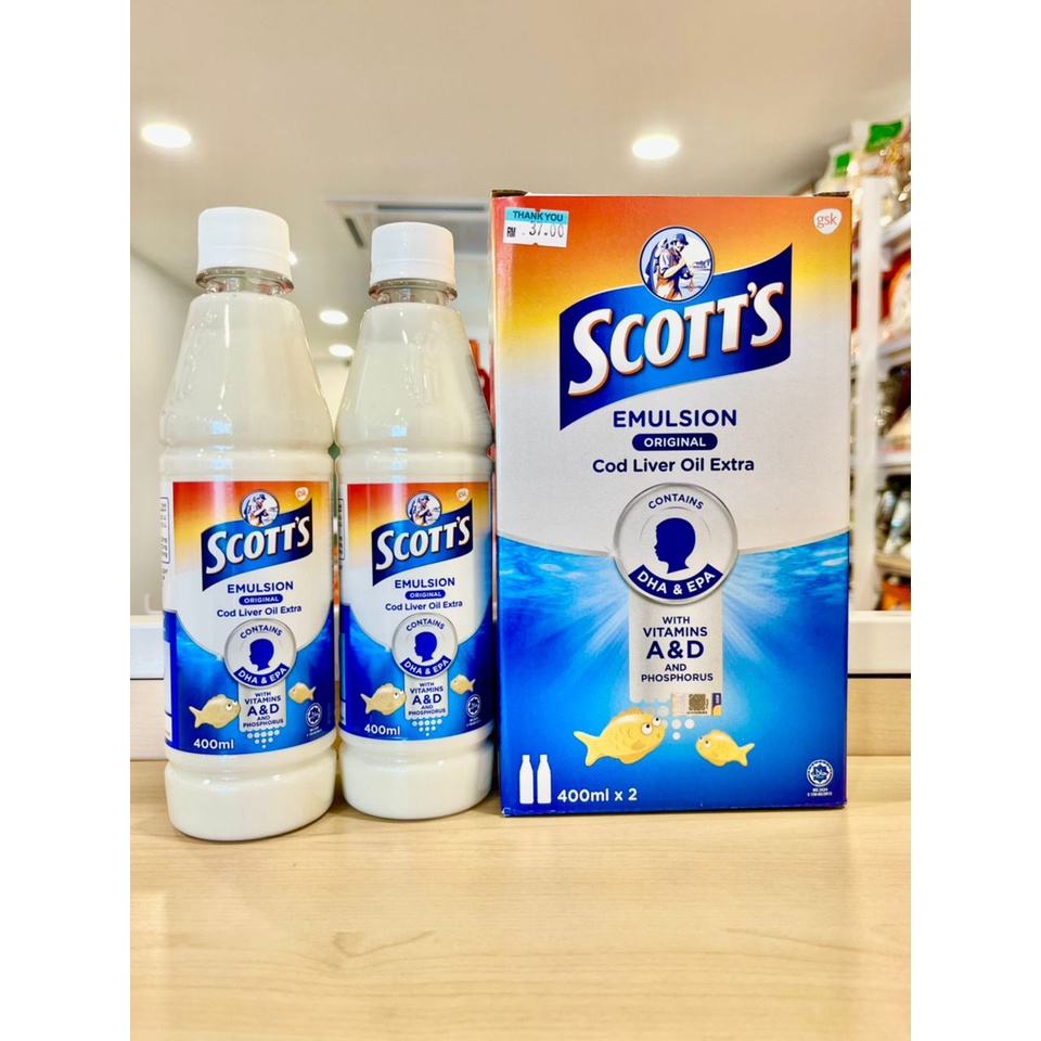 Scott's Emulsion Cod Liver Oil Extra - Original (400ml x 2) EXP：21/07 ...