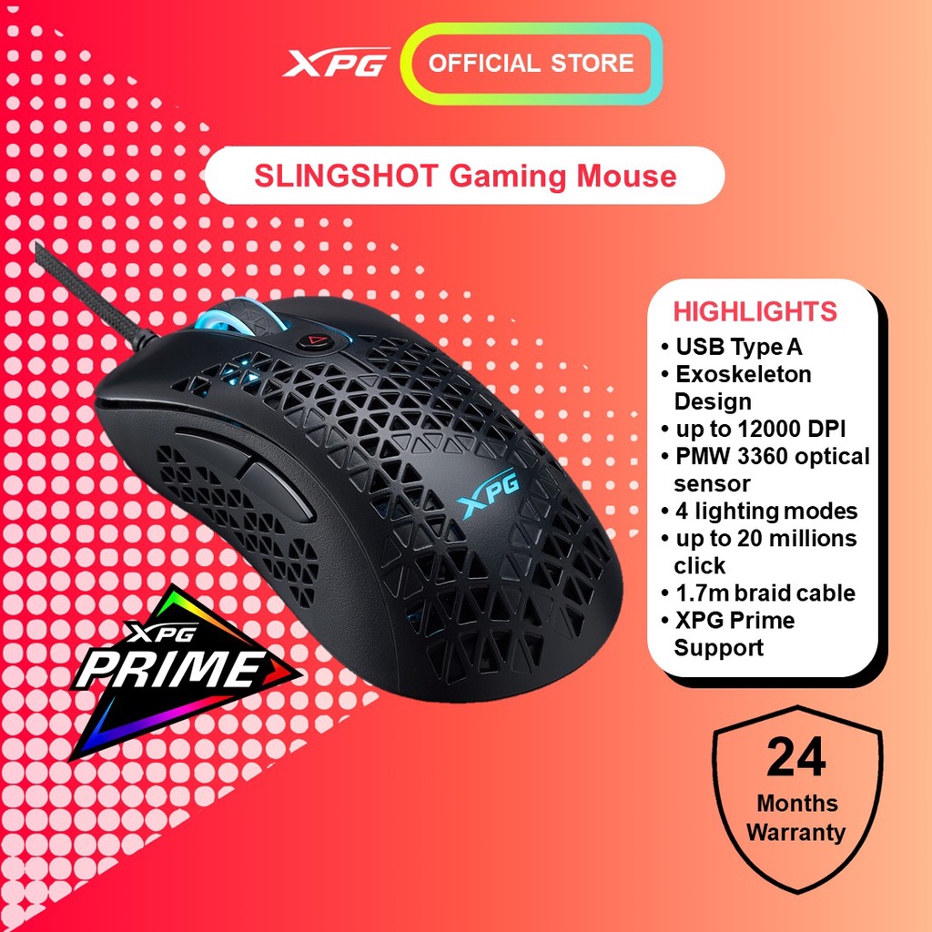XPG SLINGSHOT GAMING RGB MOUSE 12000DPI LIGHTWEIGHT | Shopee Malaysia