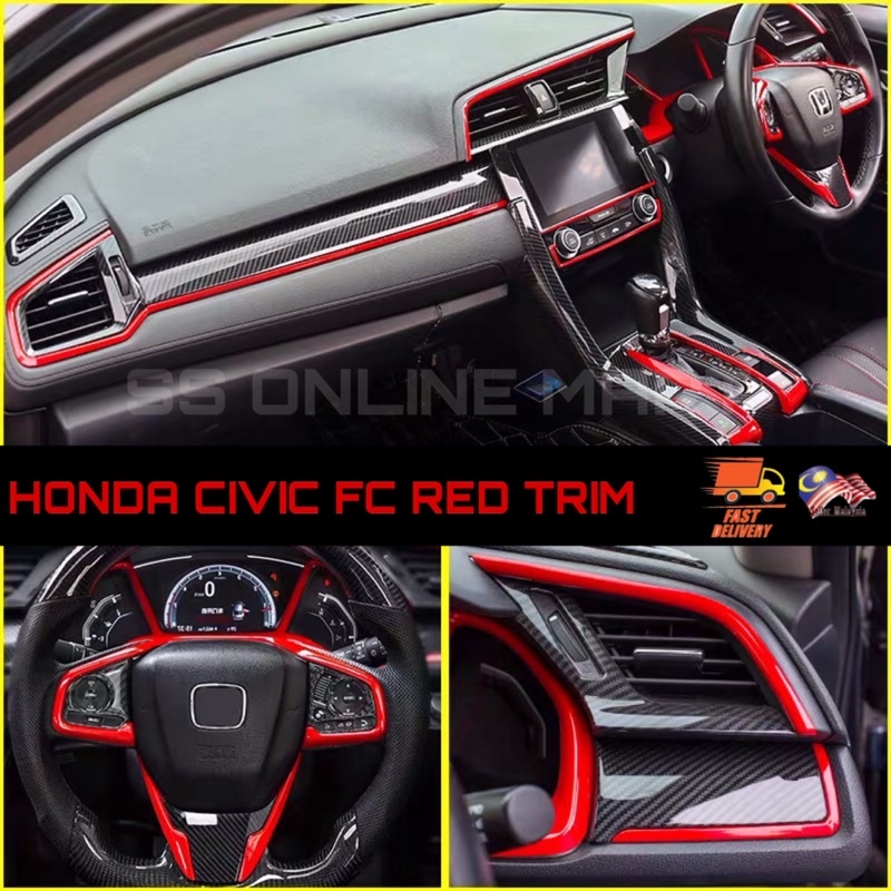 Full Set FK8 Type R Honda Civic Fc 2016-2021 Interior Accessory Red ...