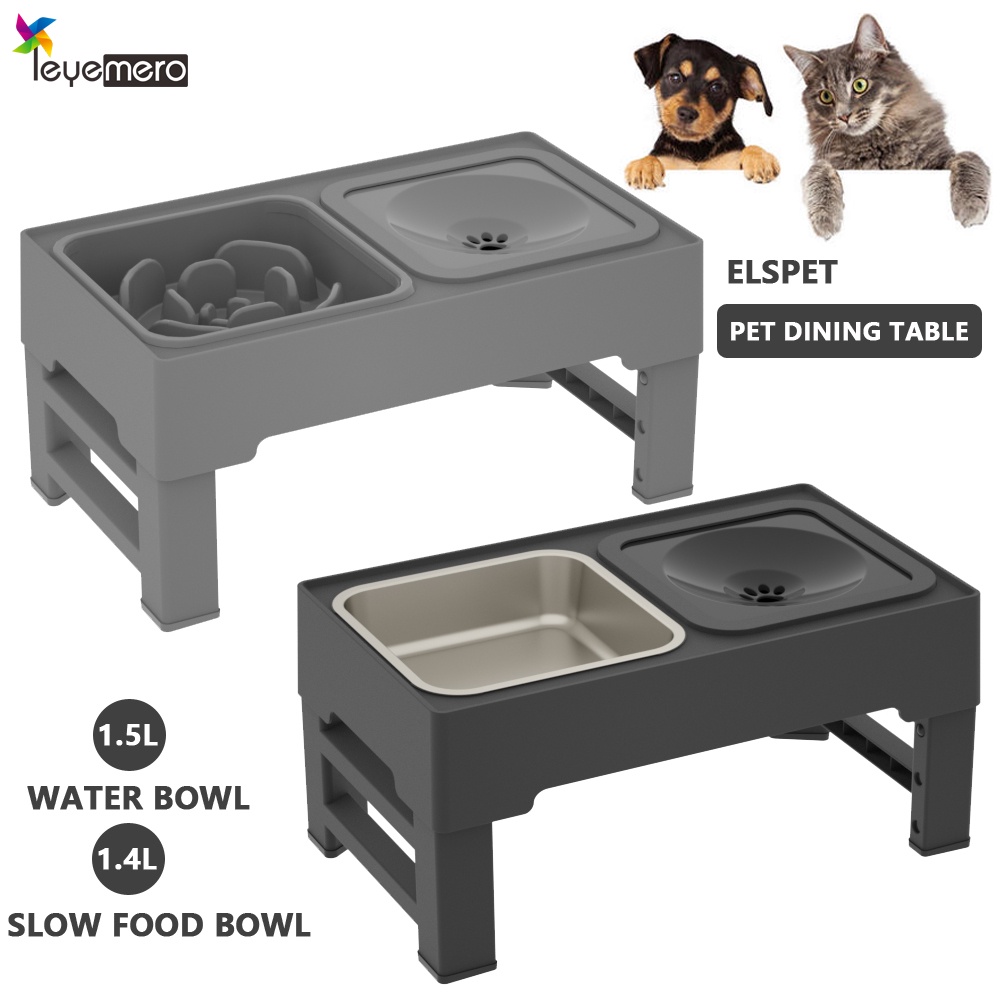 ELSPET Pet Dining Table Height-Adjustable Cat Dog Slow Feeder Bowl | Shopee Malaysia