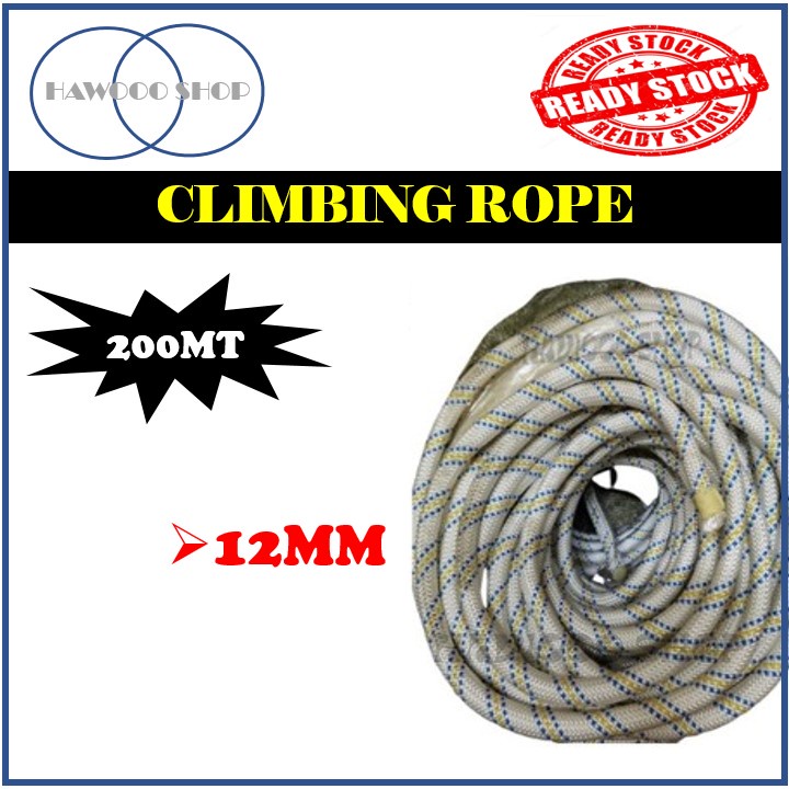💥 Ready Stock 💥 200MT 12mm Outdoor Climbing Rope / Kernmantle Rope ...