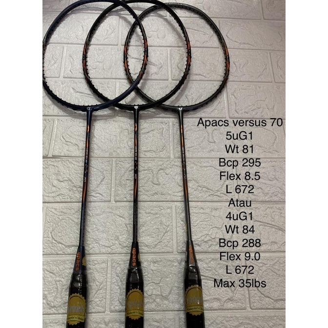 Apacs Badminton Racket VERSUS 70+strong String 35lbs ORIGINAL | Shopee ...