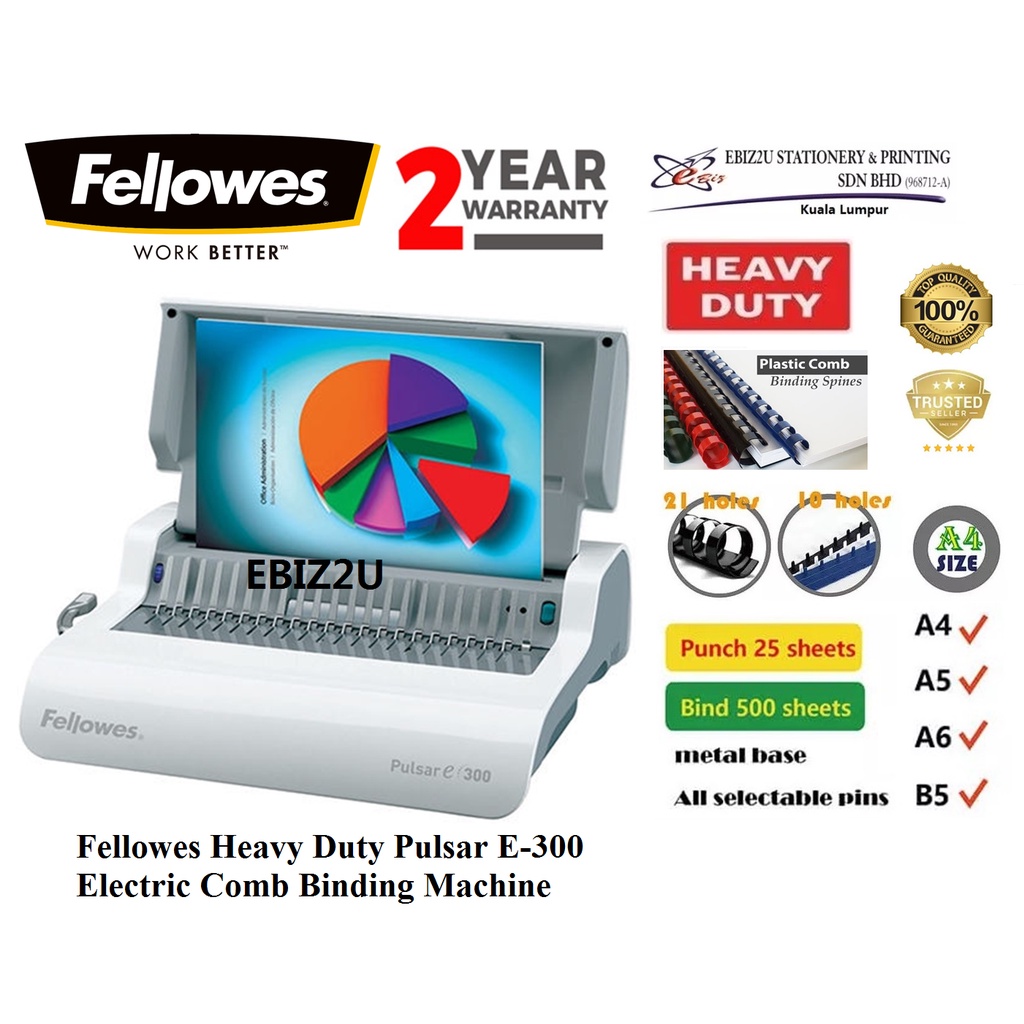Fellowes Heavy Duty Pulsar E-300 Electric Comb Binding Machine (binding machine, heavy duty ...