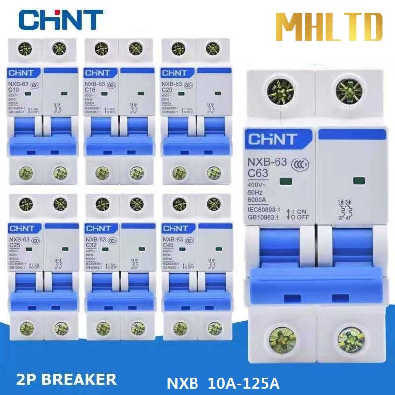 CHINT Electric Circuit Breaker NXB-C63/2P 6A 10A MINIATURE CIRCUIT BREAKER DIN RAIL 16A 20A 32A ...