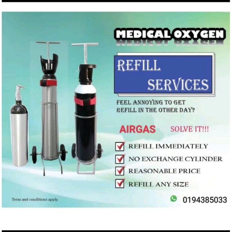 AIRGAS Medical Oxygen Compress full set with Cylinder steel 10L ...